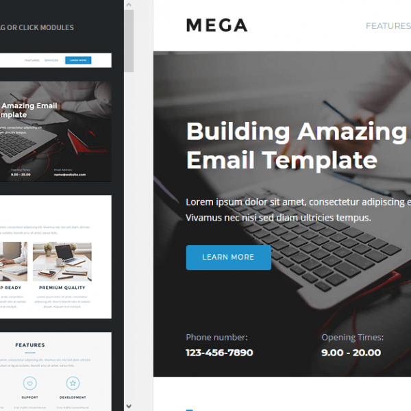 قالب ایمیل ریسپانسیو به همراه Mega - StampReady Builder | پی‌پی‌تی المنت| ابزارهای طراحی خلاقانه